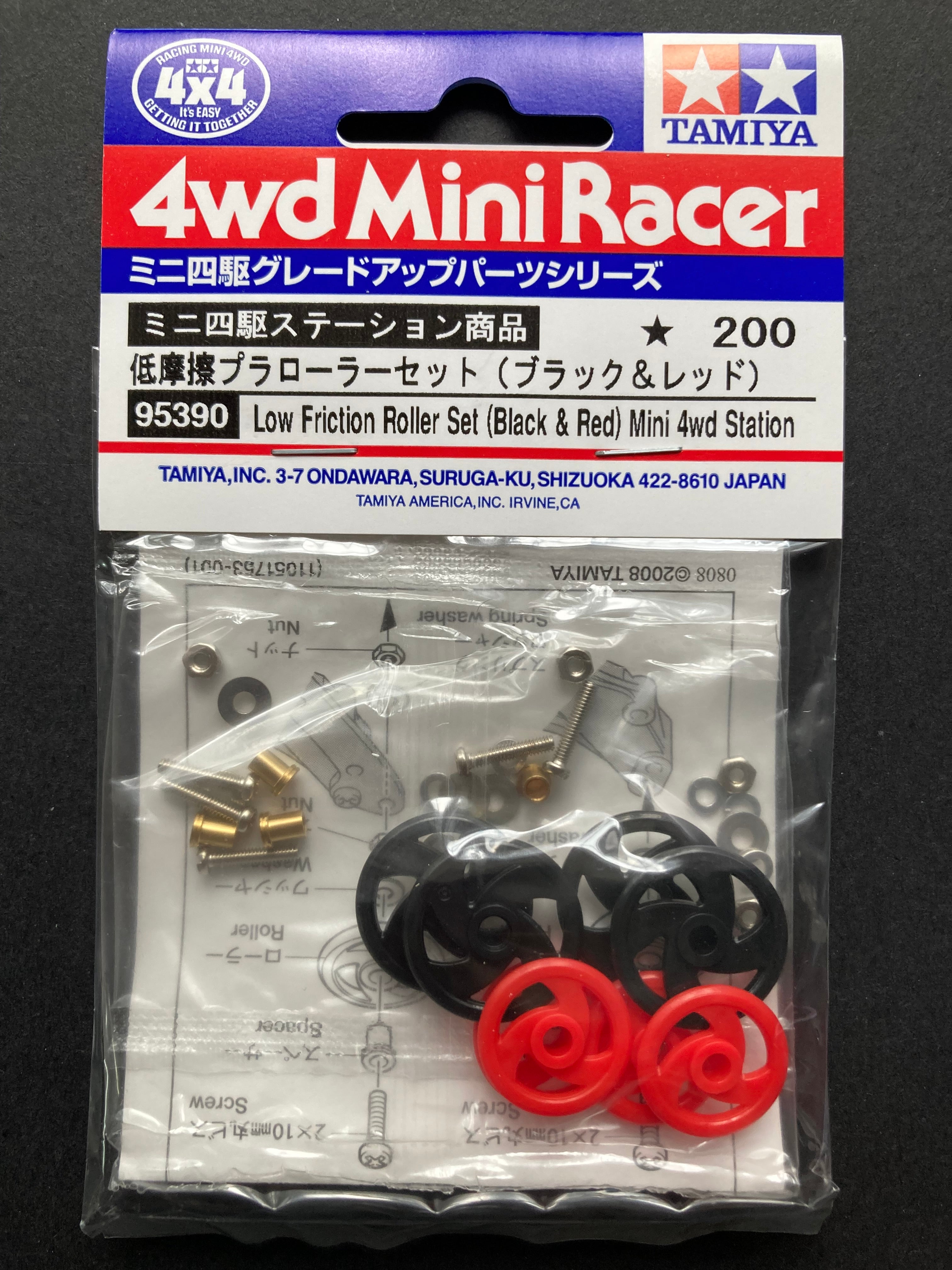 [95390] Low Friction Roller Set (Black & Red) Mini 4WD Station