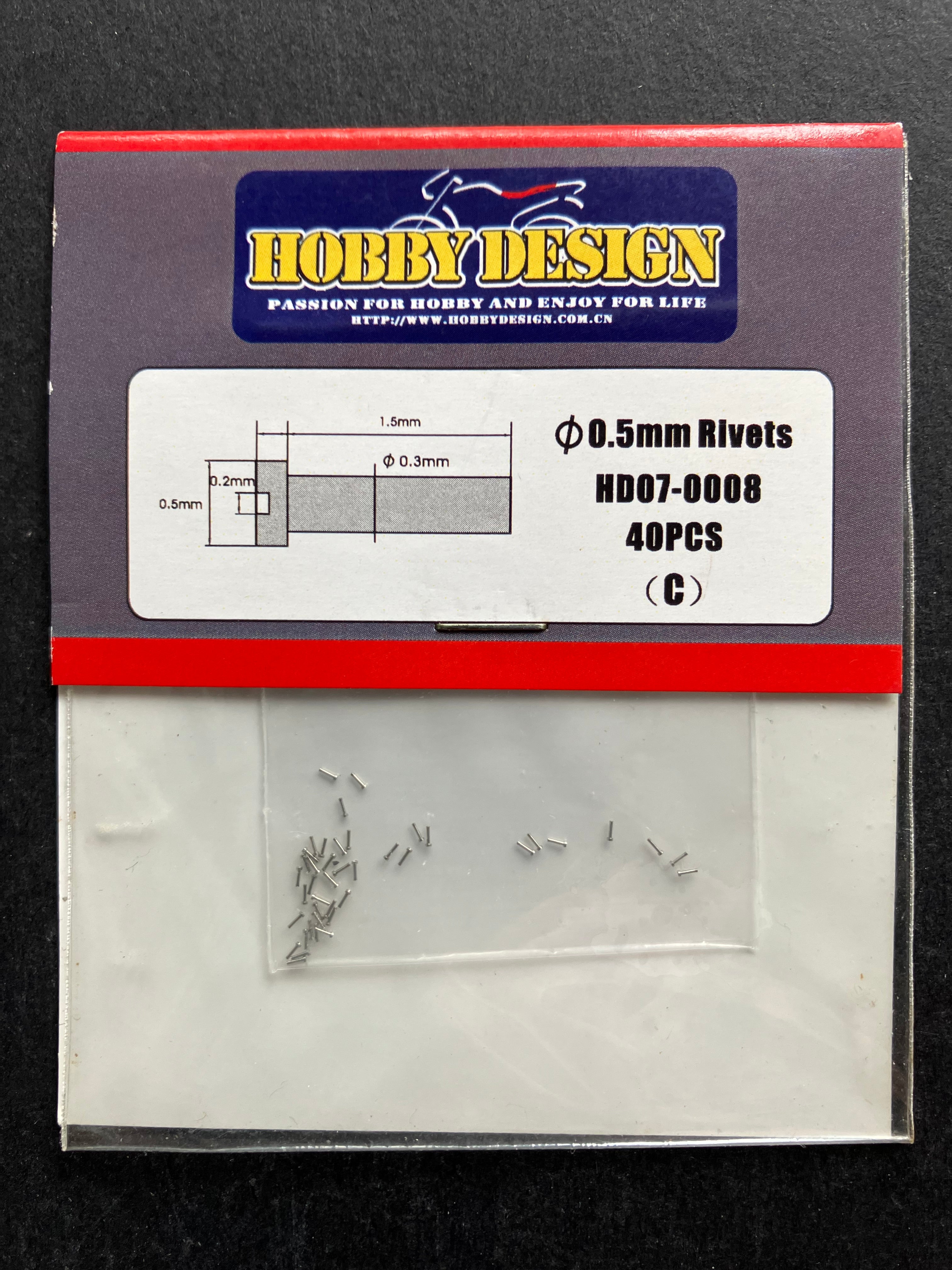 Hobby Design - 1/24 Scale ⌀0.5 mm Rivets 40 pcs. Type C (HD07-0008)