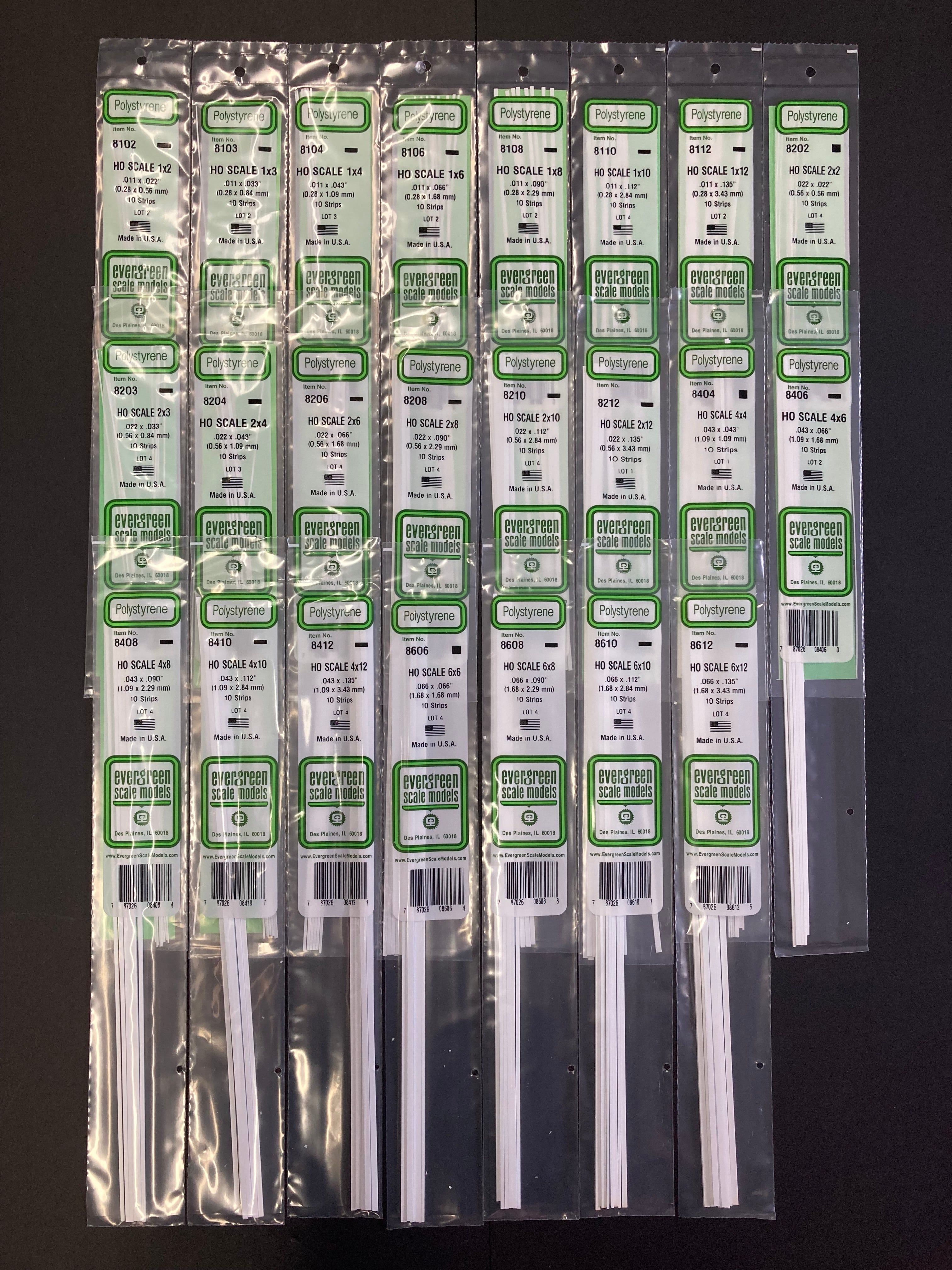 35 cm Opaque White Scale Strip Polystyrene HO Scale 3.5 mm = 1'0 (1:87